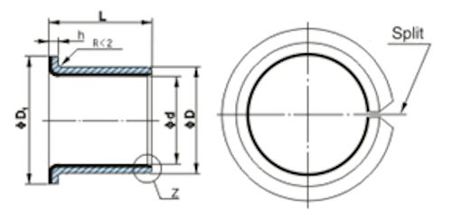 F0806L10 Self-Lubricating Flanged Bush PTFE Lined 8x10x6 - WychBearings ...