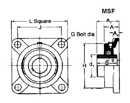 MSF50 RHP 4 Bolt Flange Housed Bearing Unit - 50mm Shaft - WychBearings ...