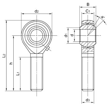 POS30 30mm Male Rodend Bearing M30x2 Right Hand Steel/Brass - LDK - WychBearings.co.uk